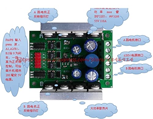 NOVOCE DC Motor Drive Module DC Motor Driver 20A/500W high Power Governor Dual