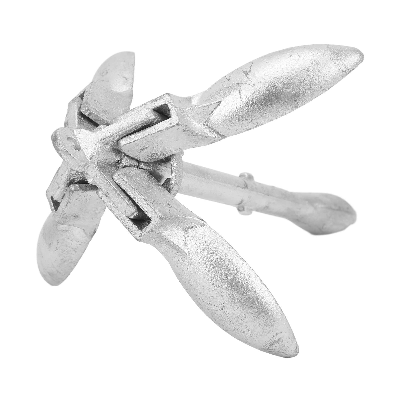 KIMISS Boat Anchor, 3.5LB Folding Anchor Carbon Steel Hot Dipped Galvanized 4‑Prong Boat Anchor Yacht Accessory for Small Craft Dinghies