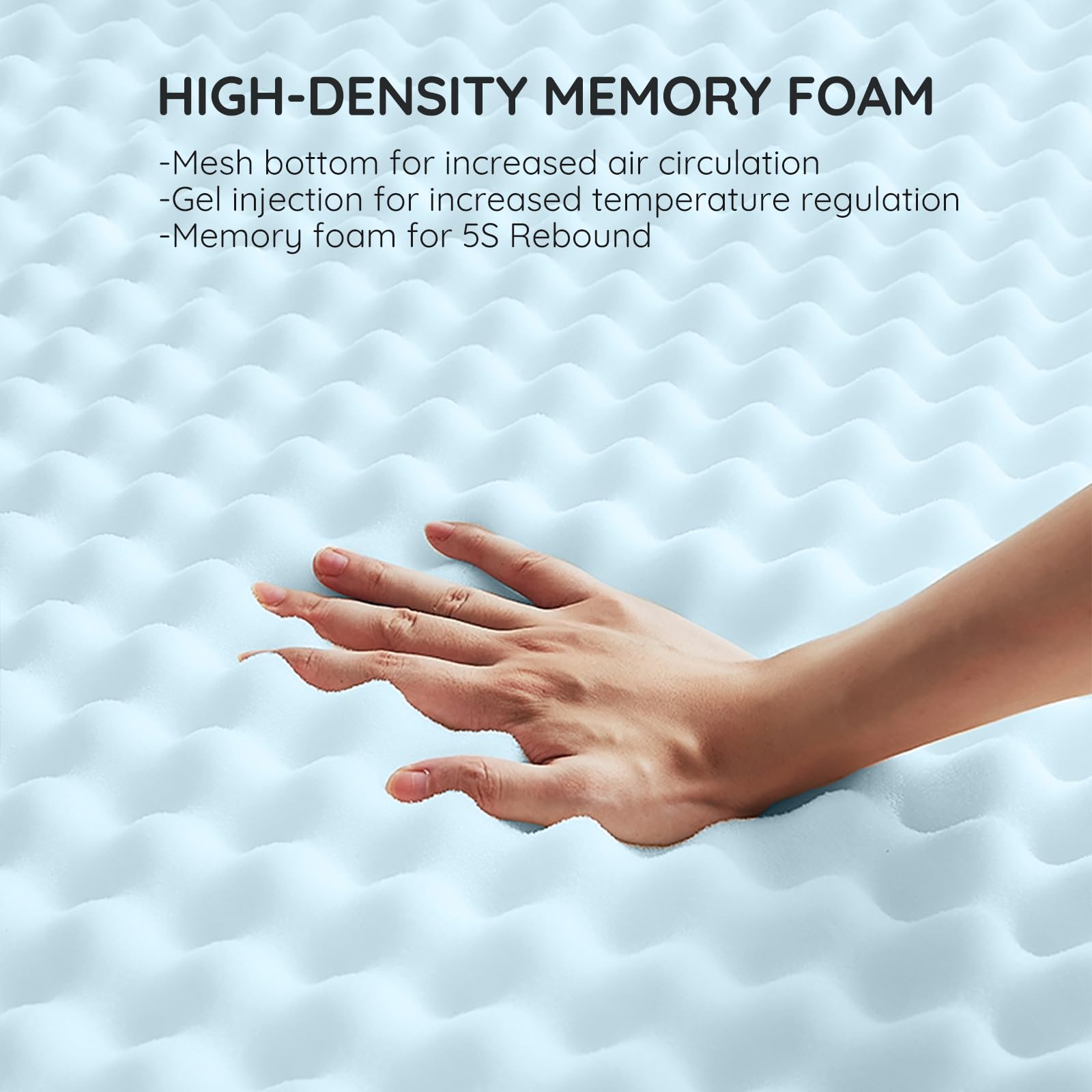 WAVV Gel Memory Foam Mattress Topper Cooling Mattress Pad Bed Medium Support,with Removable and Washable Cover,CertiPUR-US Certified (King Size-4Inch)