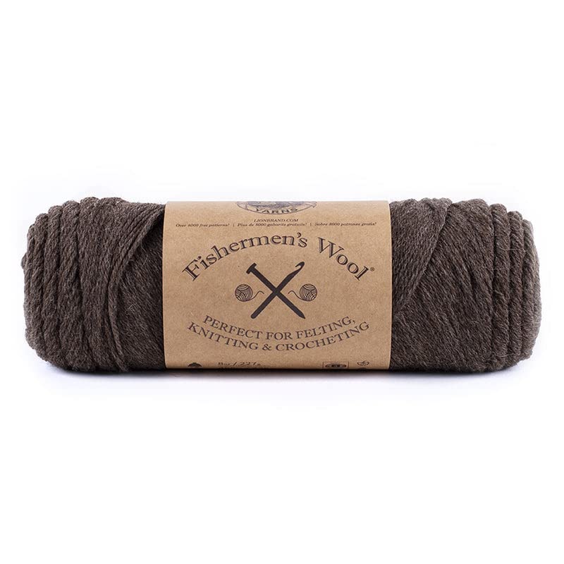 Lion Brand Yarn - Fishermen's Wool - 3 Pack with Pattern Cards (Nature's Brown)