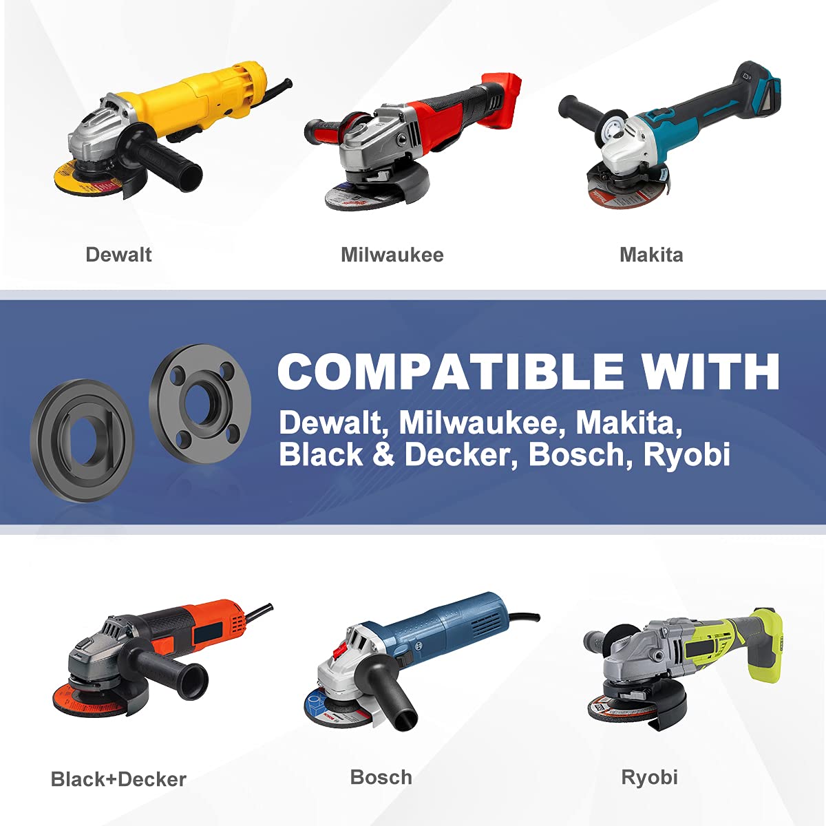 Lenink Wrench Grinder Shaft Nut 5/8-11 7Pcs, Angle Grinder Wrench with Angle Grinder Flange Nuts Compatible with Dewalt Milwaukee Makita Black & Decker Bosch Ryobi