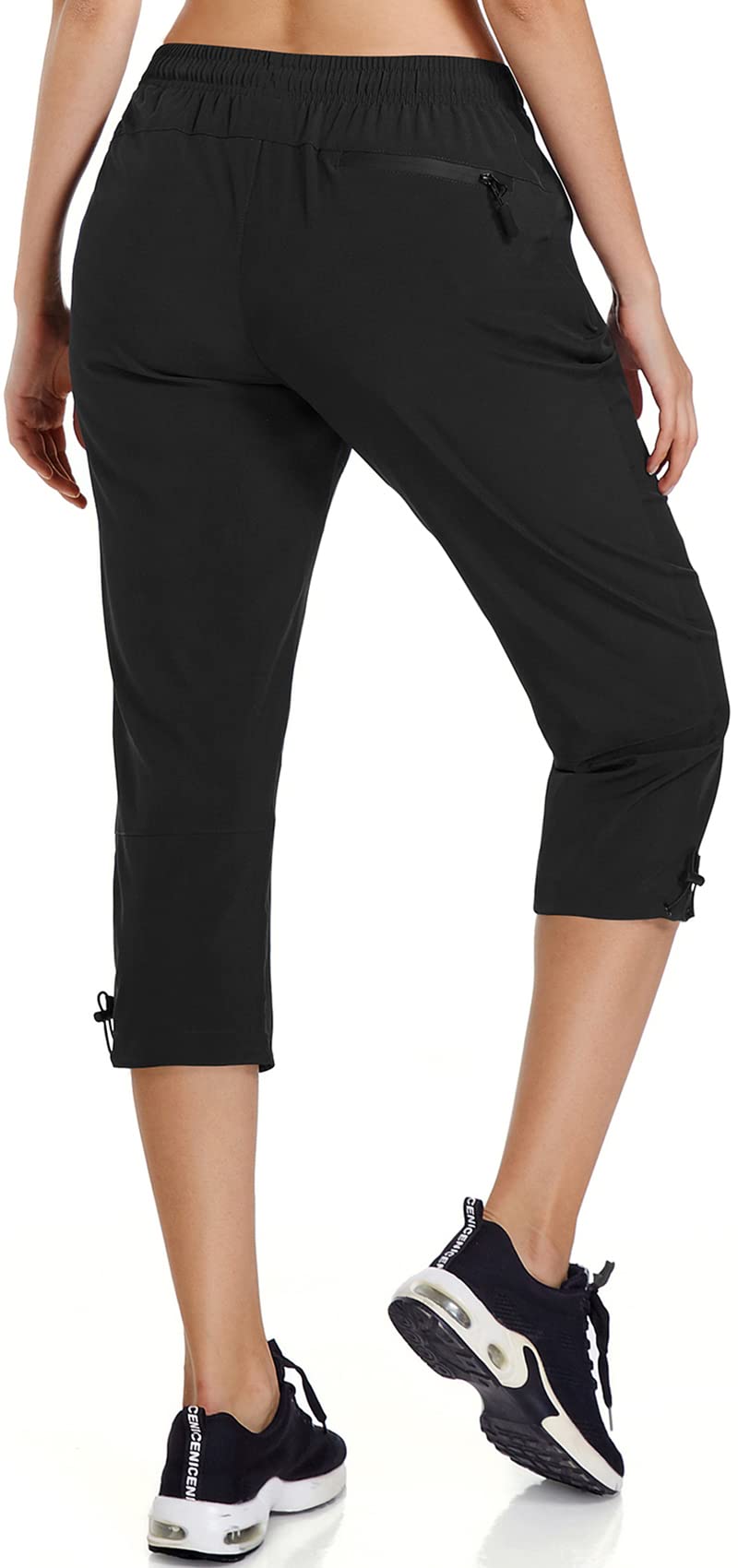 Ksmien Women's Lightweight Hiking Capri Pants Quick Dry Workout Cargo Capris Water Resistant UPF 50+ Zipped Pockets