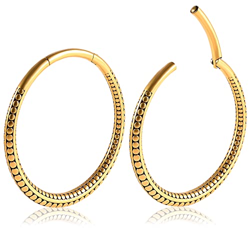Maxbott 2 PCS Stainless Steel Retro Circle Ear Hanger Weights for Stretched Ears Gauges Plugs Body Piercing Jewelry (6G (4mm), Gold)