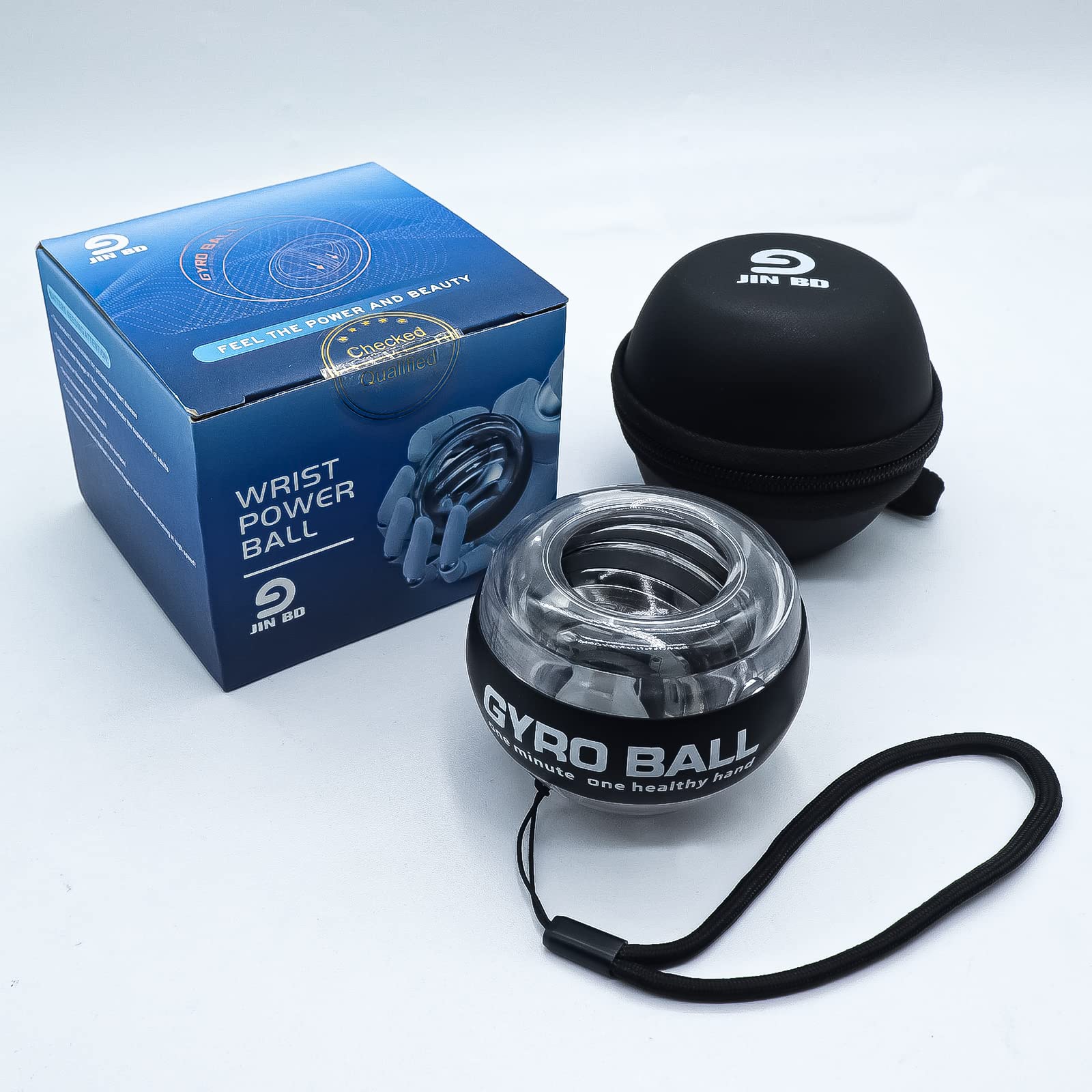JIN BD Wrist Trainer/Strengthener Gyro Ball Auto-Start Gyroscopic Forearm Exerciser for Strengthen Arms, Fingers, Wrist Bones and Muscles (Black Without Light)