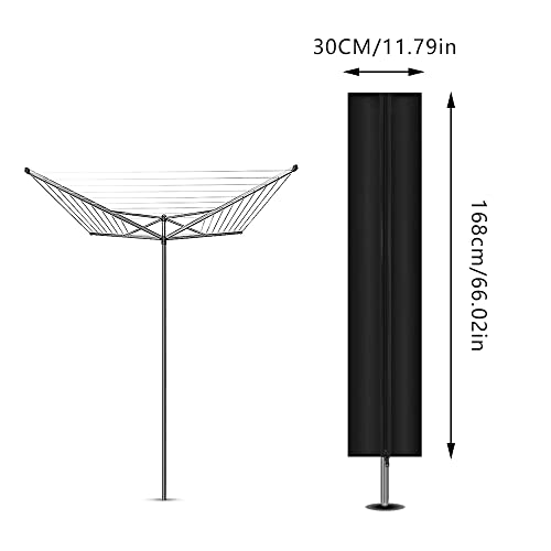 Umbrella Cover with a Telescopic Pole Clothes Drying Rack Cover, Rip Resistant, Anti-UV, Fade Resistant, with Elastic Velcro Straps & Adjustable Hem Rope,Drying Rack Protect, 63 x 6 x 6 inches