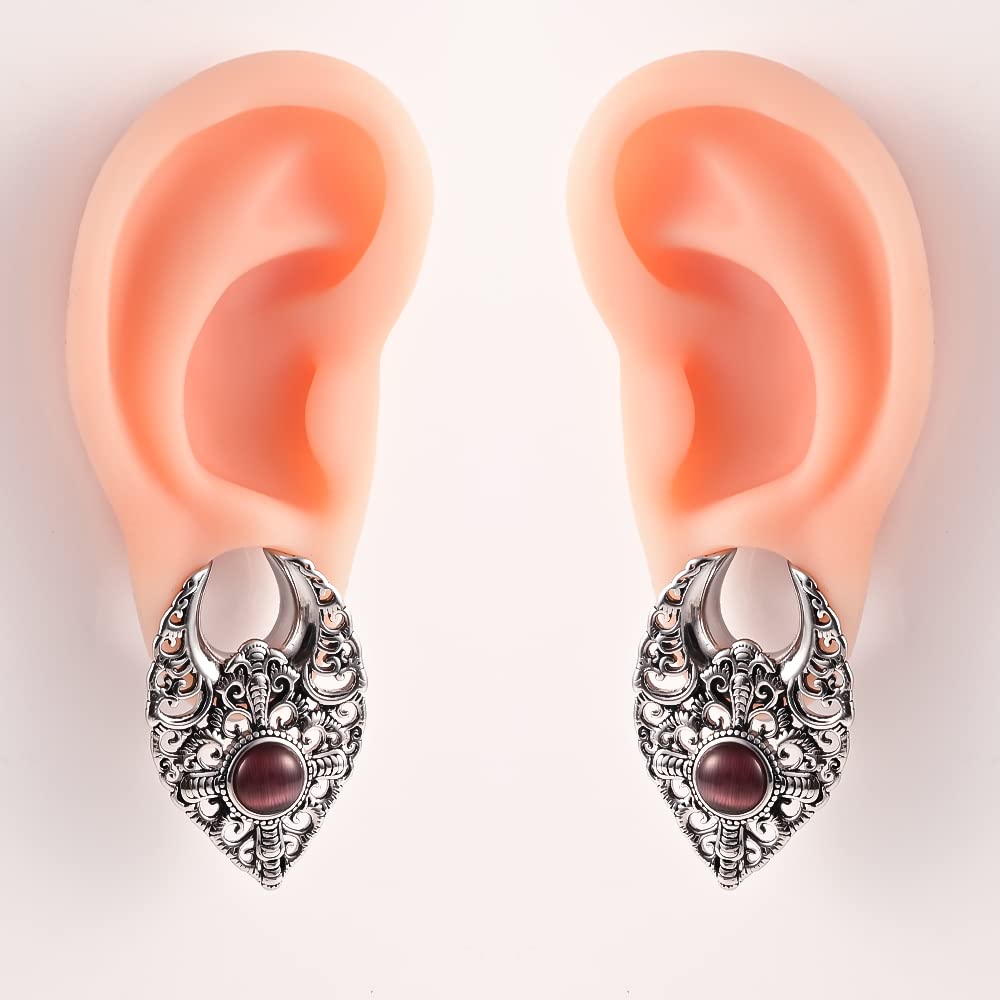 Maxbott 2PCS Cool Snow Flower Saddle Plugs Hangers for Stretched Ear Tunnels Piercing Body Jewelry (19mm(3/4"), Fashion Silver)