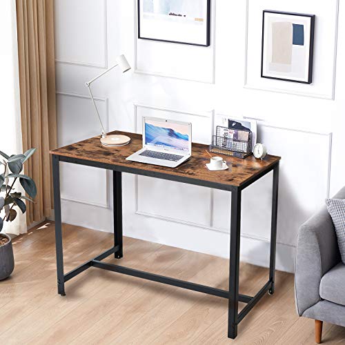 IBUYKE Bar Table, High Dining Table, ndustrial Bar Counter, Home Office Desk with Metal Frame, 47.2 x 23.6 x 35.6 in, Desk for Living Room, Kitchen, Rustic Brown GL-TMJ013H