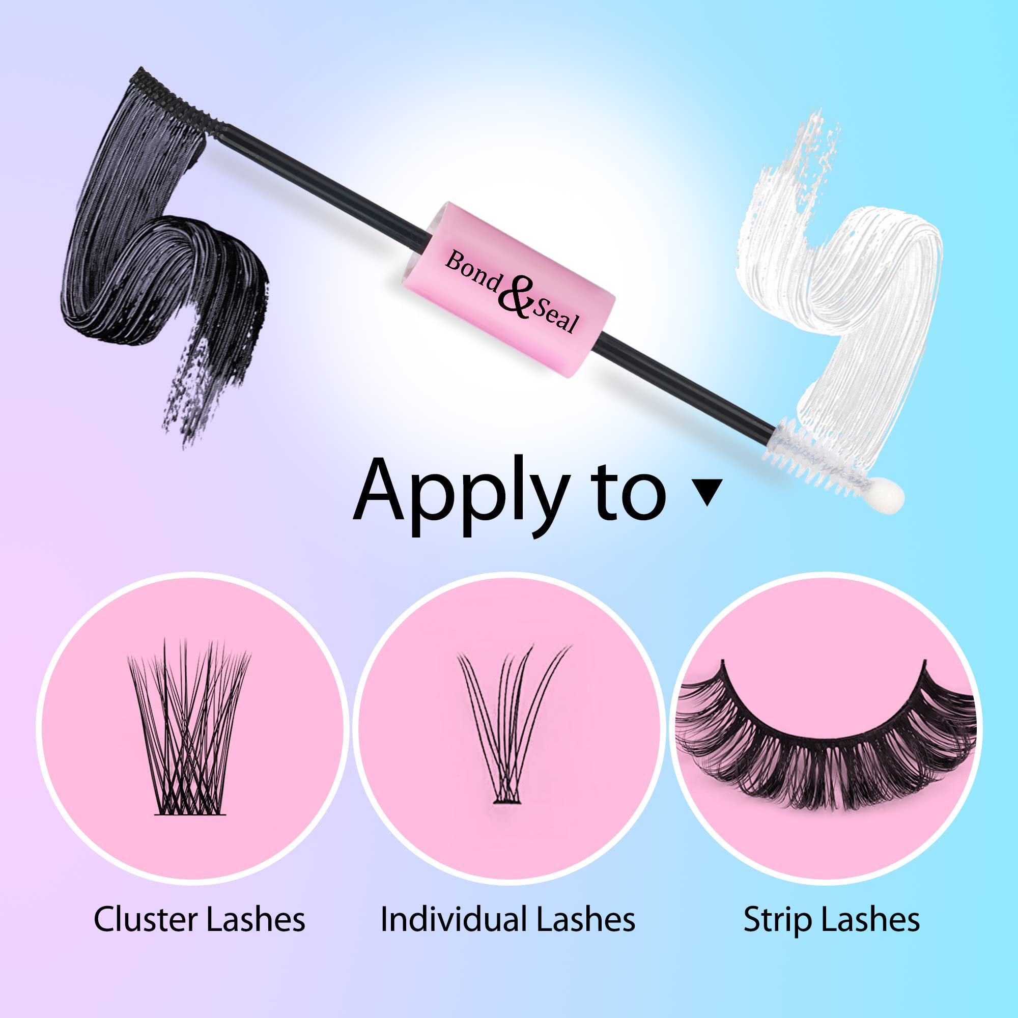 JIMIRE Bond and Seal Lash Glue for Lash Clusters DIY Eyelash Clusters Strong Hold Eyelash Adhesive 10ml 2 in 1 Waterproof Lash Glue for DIY Eyelash Extensions at Home