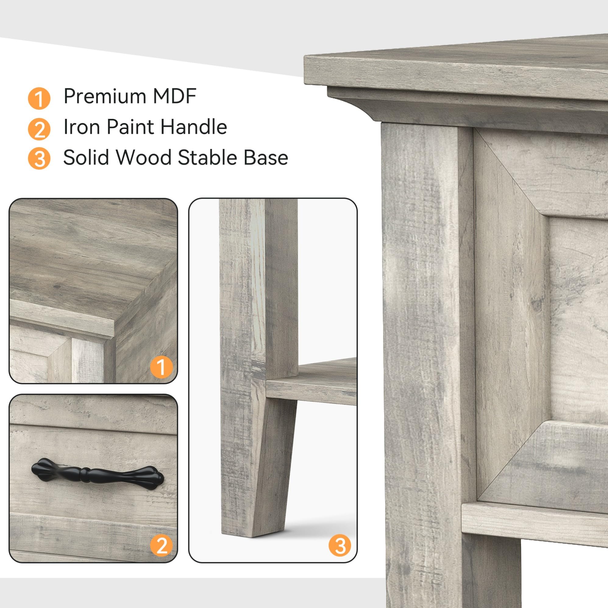 IDEALHOUSE Set of 2 Nightstands, End Side Tables Living Room with Drawer, Industrial Design, Night Stands with Shelf, Bedside Tables for Bedroom, Dorm (Grey(2 Pack))
