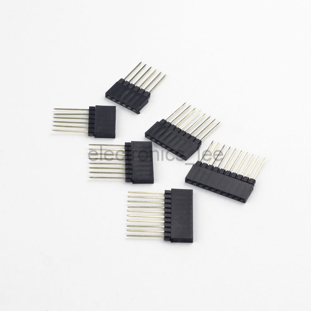 NTTHAM 10pcs 2.54mm 4/6/8/10 Pin Stackable 14mm Long Legs Female Header for Arduino Shield (Pins: 4P)