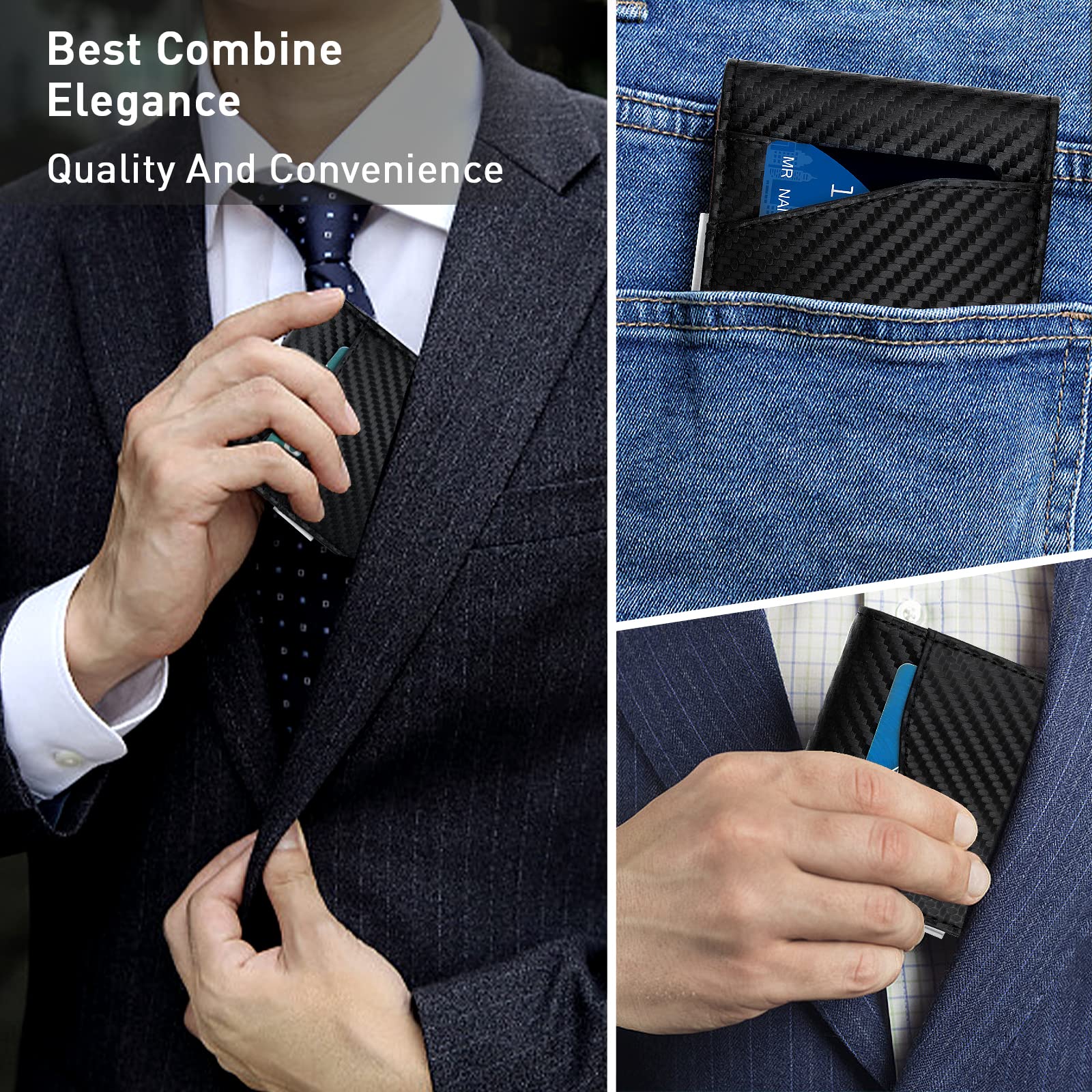 Maitron Wallet for Men, Slim RFID Money Clip Wallet, Bifold Minimalist Wallet with ID Window & 12 Card Slots