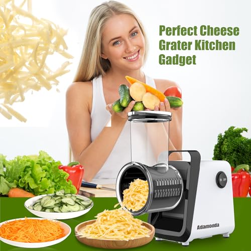 Handy Electric Vegetable Cutter Food Slicer Cheese Grater Kitchen Gadget,5 Usefull Functions like slices,wavy slices,grates,and shreds to be a Great prep tool for your cooking or Salad Maker