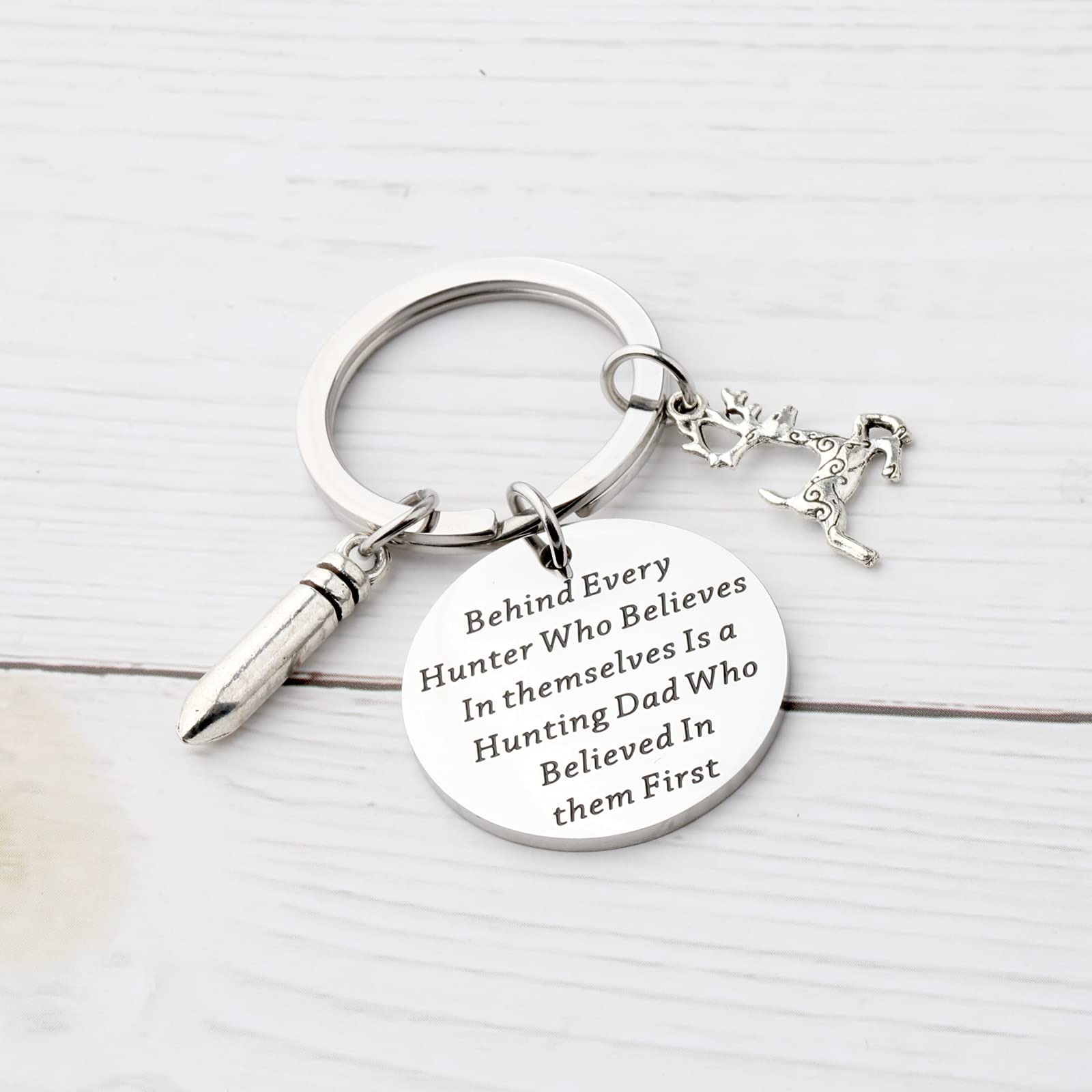 KUIYAI Hunter Gift Hunting Lovers Gift Bullet Deer Keychain Hunting Father Gift Father's Day Gift for Dad (hunter dad)