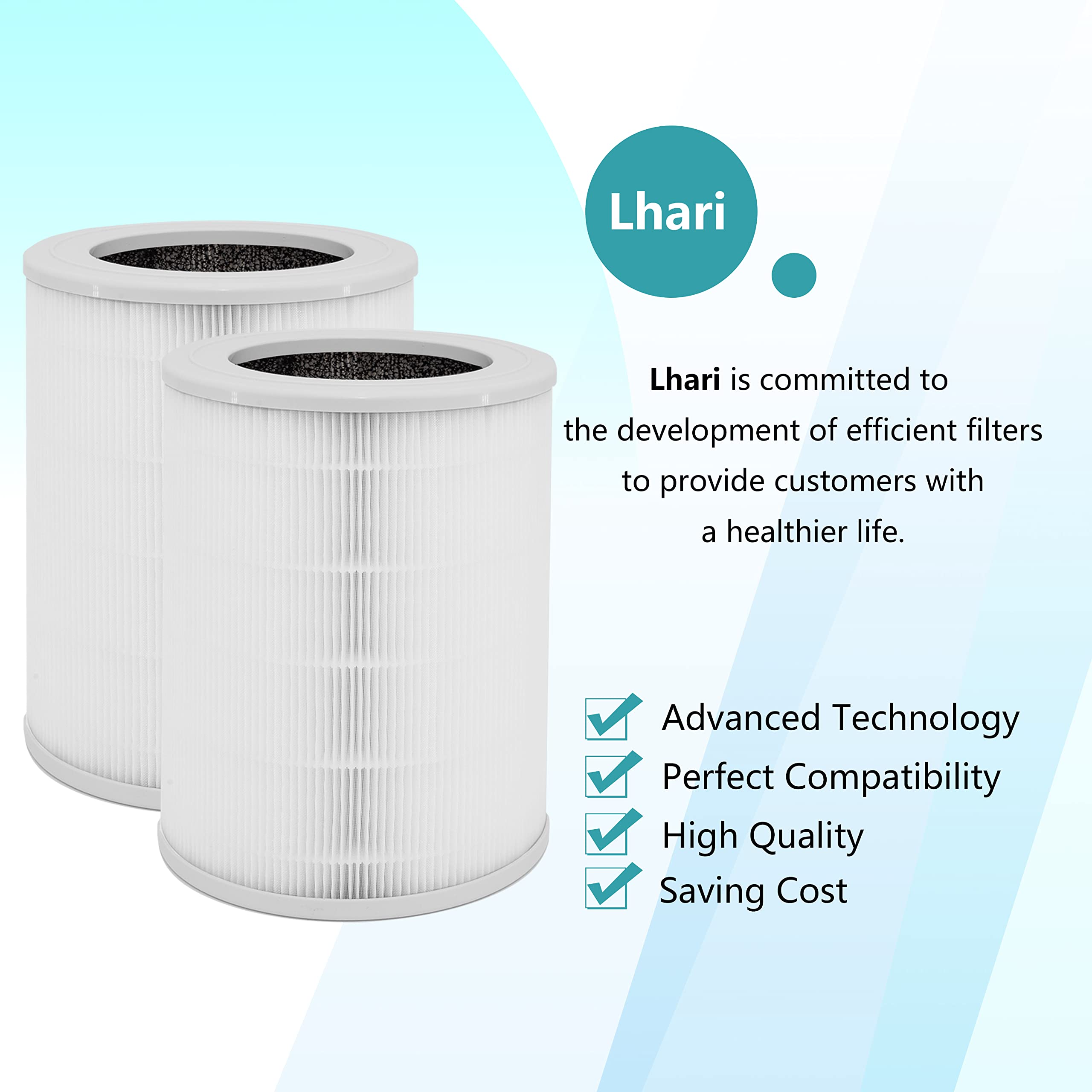 Lhari Air180 Replacement Filter, Compatible with BISSELL Air180 and Air180 MAX Air Purifier, 3-in-1 True HEPA Filter Compare to Bissell 3502 Filter, 2-Pack