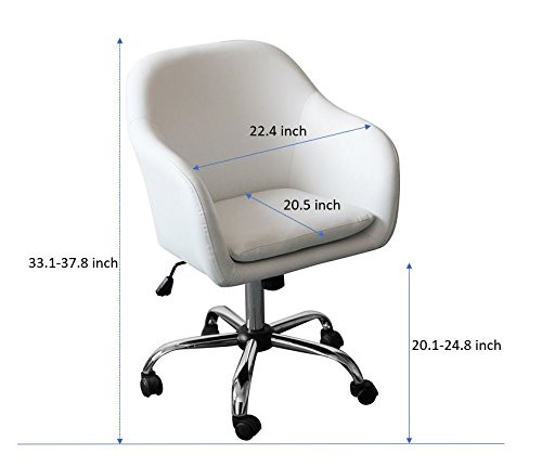 Home Office Chair Executive Mid Back Computer Table Desk Chair Swivel Height Adjustable Ergonomic with Armrest White