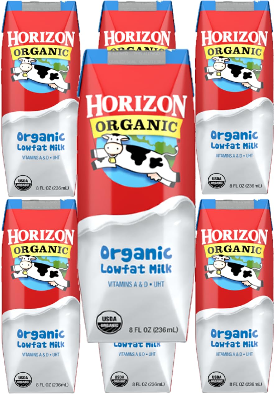 Horizon Organic Milk, 8 Ounce, (Pack of 6) with Bay Area Marketplace Napkins