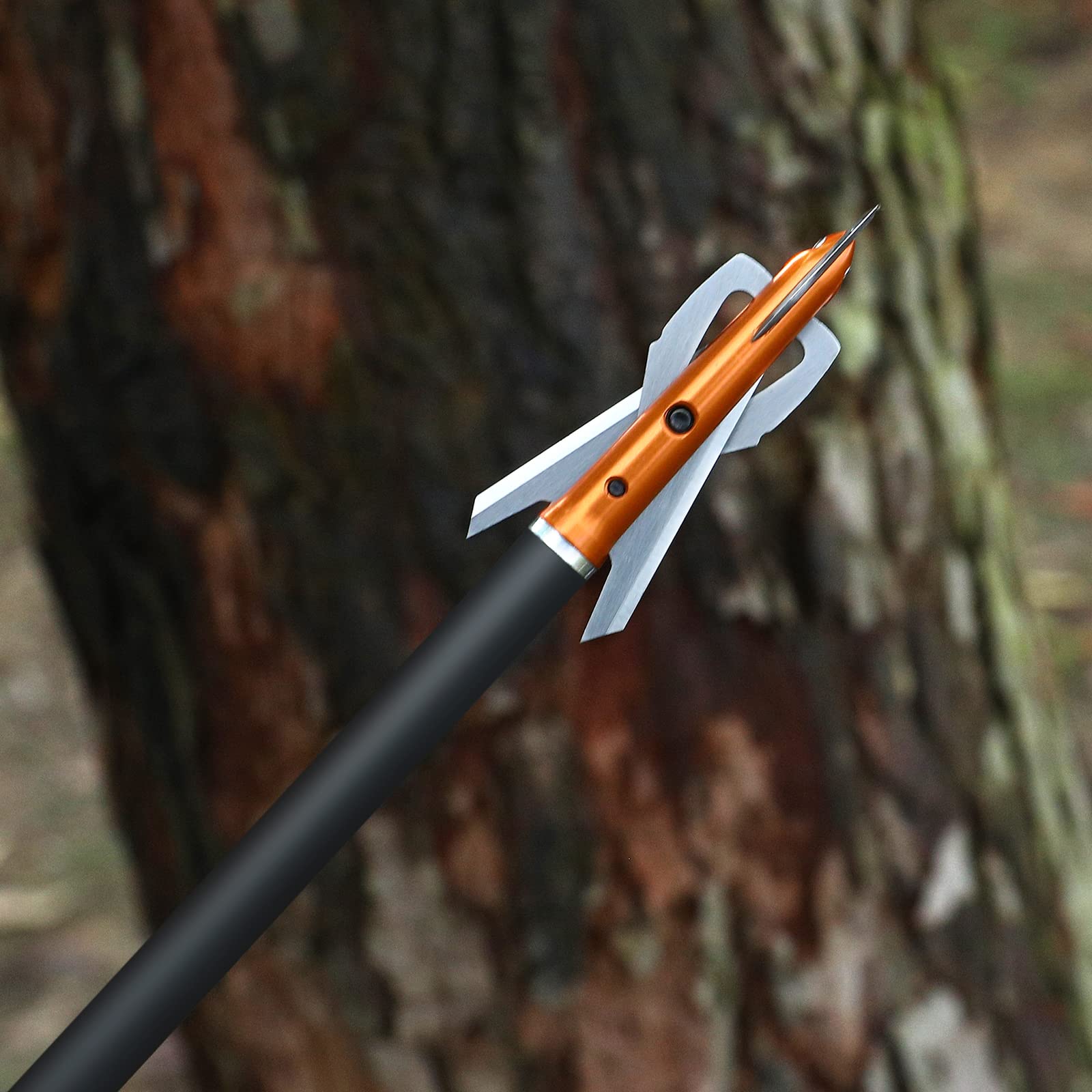 MAXONE Archery Broadhead 100 Grain, 6-Pack Mechanical 2-Blade Hunting Arrow Head with No Collar, Machined Aircraft Aluminum Ferrule, 035β Blades, 2β Cutting Diameter