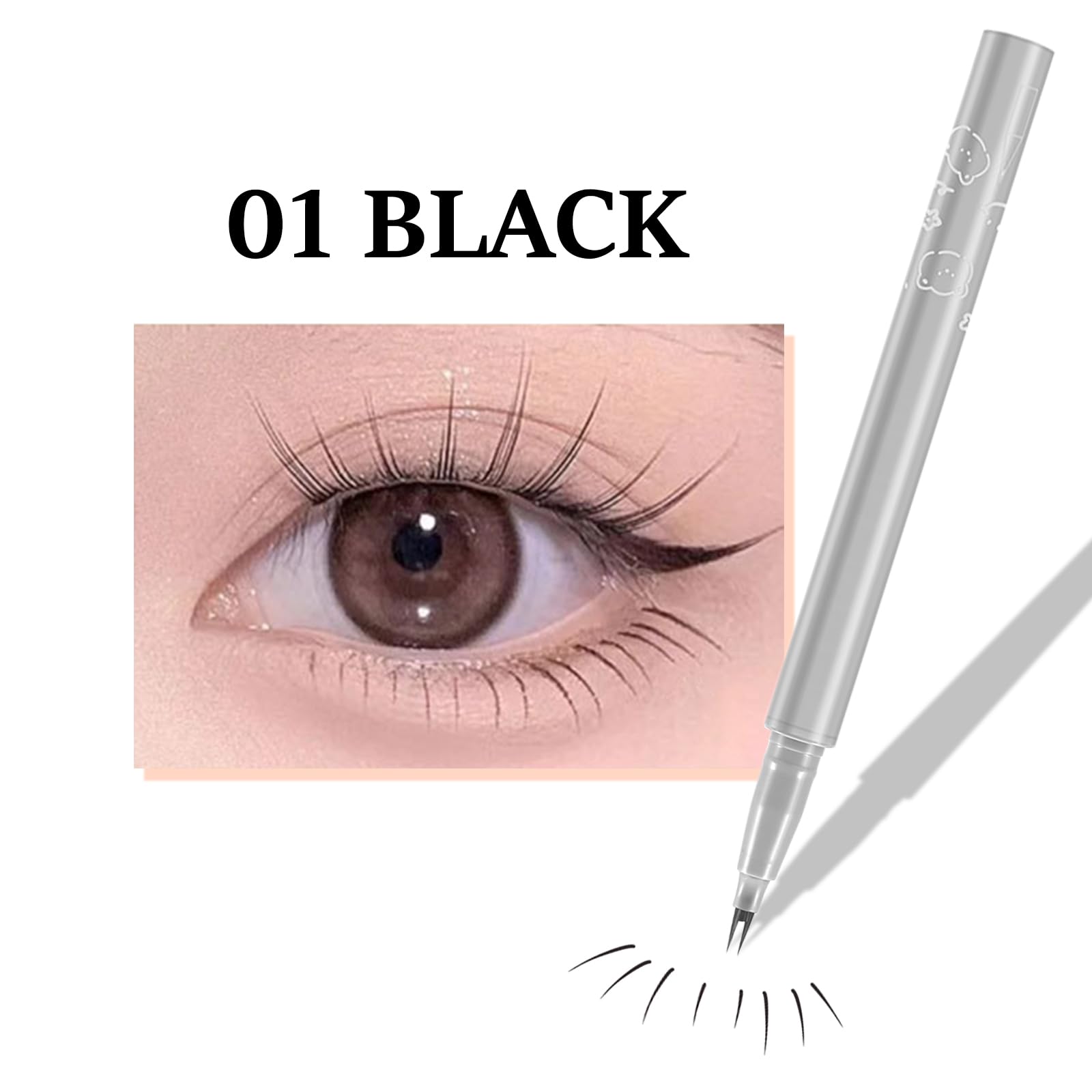 Jutqut 2PCS Double Tip Lower Eyelash Pencil, Natural Lower Eyelashes Liquid Pen, Waterproof Liquid Eyeliner 0.01 MM Double Tip Lower Lash Pen, Smudge proof, Long Wearing with Ultra-Fine Tip(Brown+Black)