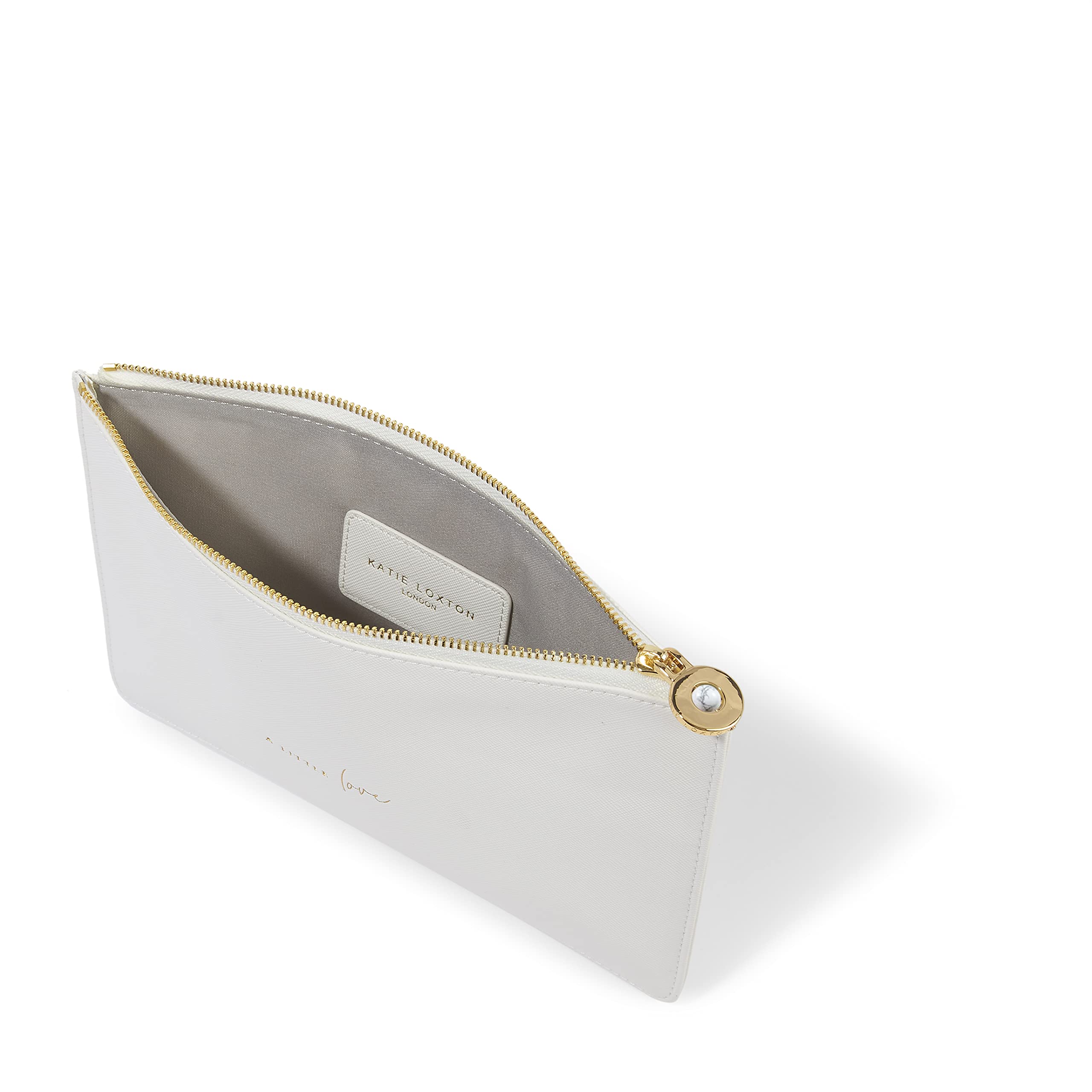 KATIE LOXTON A Little Love Womens Medium Vegan Leather Sentiment Wellness Perfect Pouch White