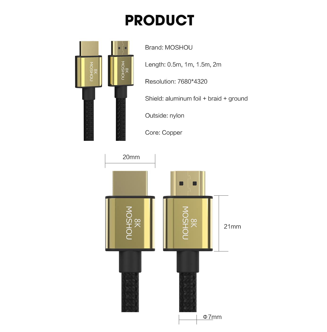 HDMI Cable 2.1 4K@120Hz Certification 48Gbps 15 Feet,Ultra High Speed 8K HDMI Cable Nylon Gold-plated interface Supports 1440p 144hz HDMI,8K@60Hz,ALLM,VRR,HDR,eARC,DTS,For PS5,XBox,RTX3090(15 Feet)