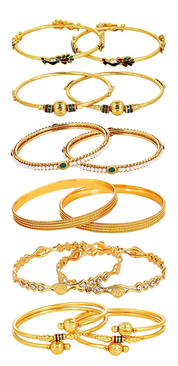 Kalyani Gold Plated Bangles Combo of 6 Bangles Jewellery For Women