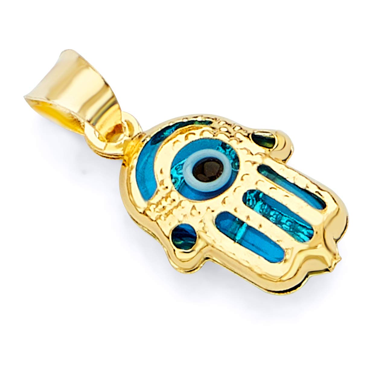 GoldenMine Fine Jewelry Collection 14k Yellow Gold Evil Eye Hamsa Pendant