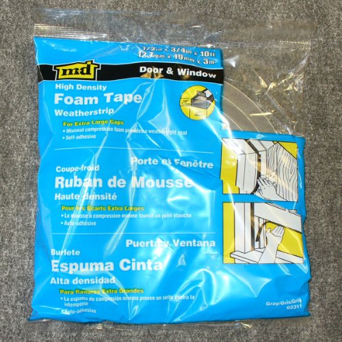 M-D 02311 Closed-Cell Weather-Strip, 3/4 in W X 10 ft L X 1/2 in T, Grey, Packaging May Vary