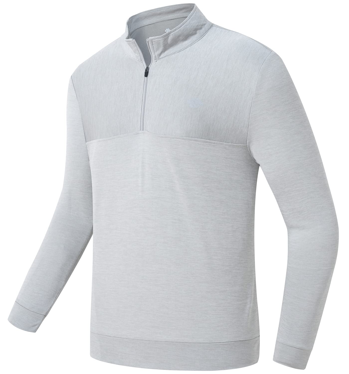 JINSHI Men Golf Shirt Long Sleeve Pullover Top Active Workout Sweatshirt Running Polo Shirt Light Grey,L
