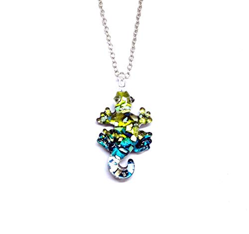 Handmade Mini Lizard Art Glass Blown Animal Figurine Pendant Necklace Jewelry