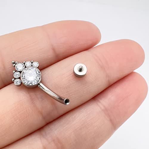 limerencia G23 Solid Titanium Belly Button Rings,hypoallergenic 14G 3/8 inch(10mm) Sparkle Gem CZ Belly Navel Rings Piercing Belly Bars
