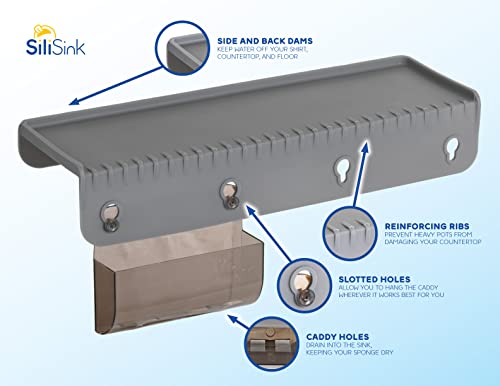 SiliSink Silicone Sink Edge Guard - Kitchen Sink Guard and Edge Protector - ONLY FITS 3.75”-4” Wide Stone Lip - Protects Stone Counters from Chipping and Damage - 14” Length - White
