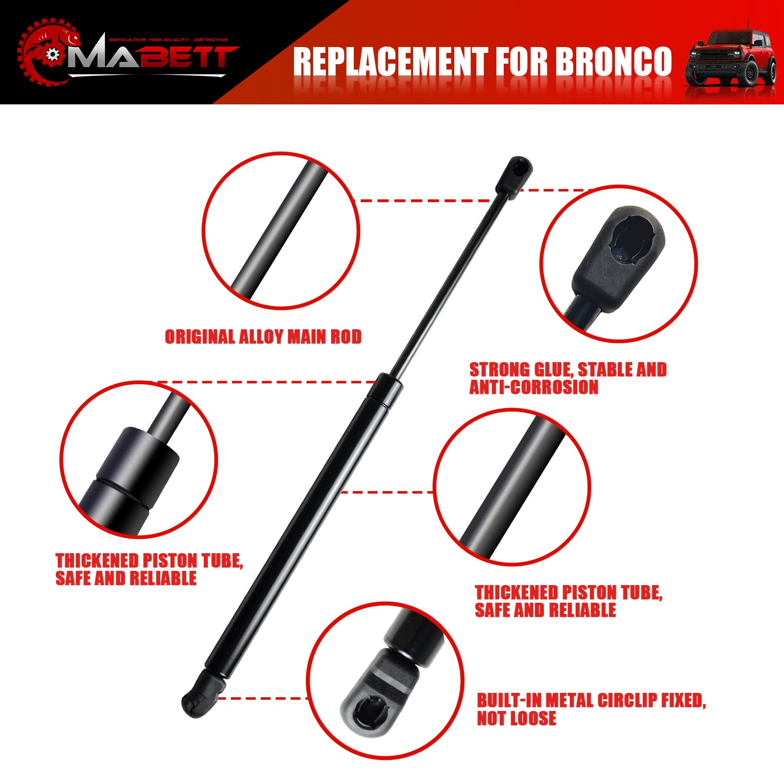 Mabett for Ford Bronco Accessories 2021 Hood Lift Supports Shock Struts Gas Springs Shocks