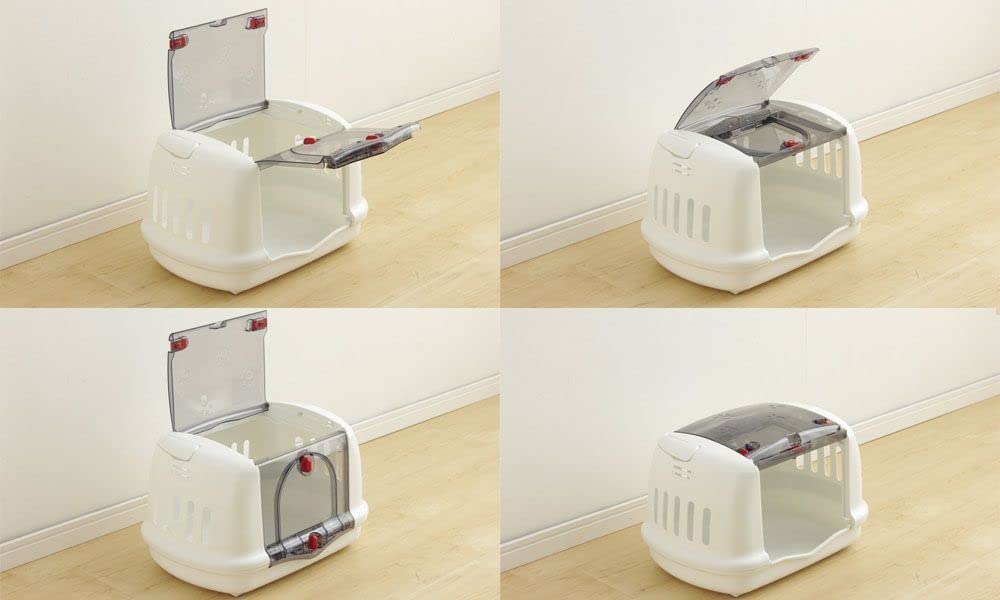 Iris Ohyama, Basket, Box, Case, Plastic (PP) Carrier Bag for Dogs, Cats, Side notches for seat Belt and Two Openings, L48 x W32.1 x H30 cm, P-HC480, White