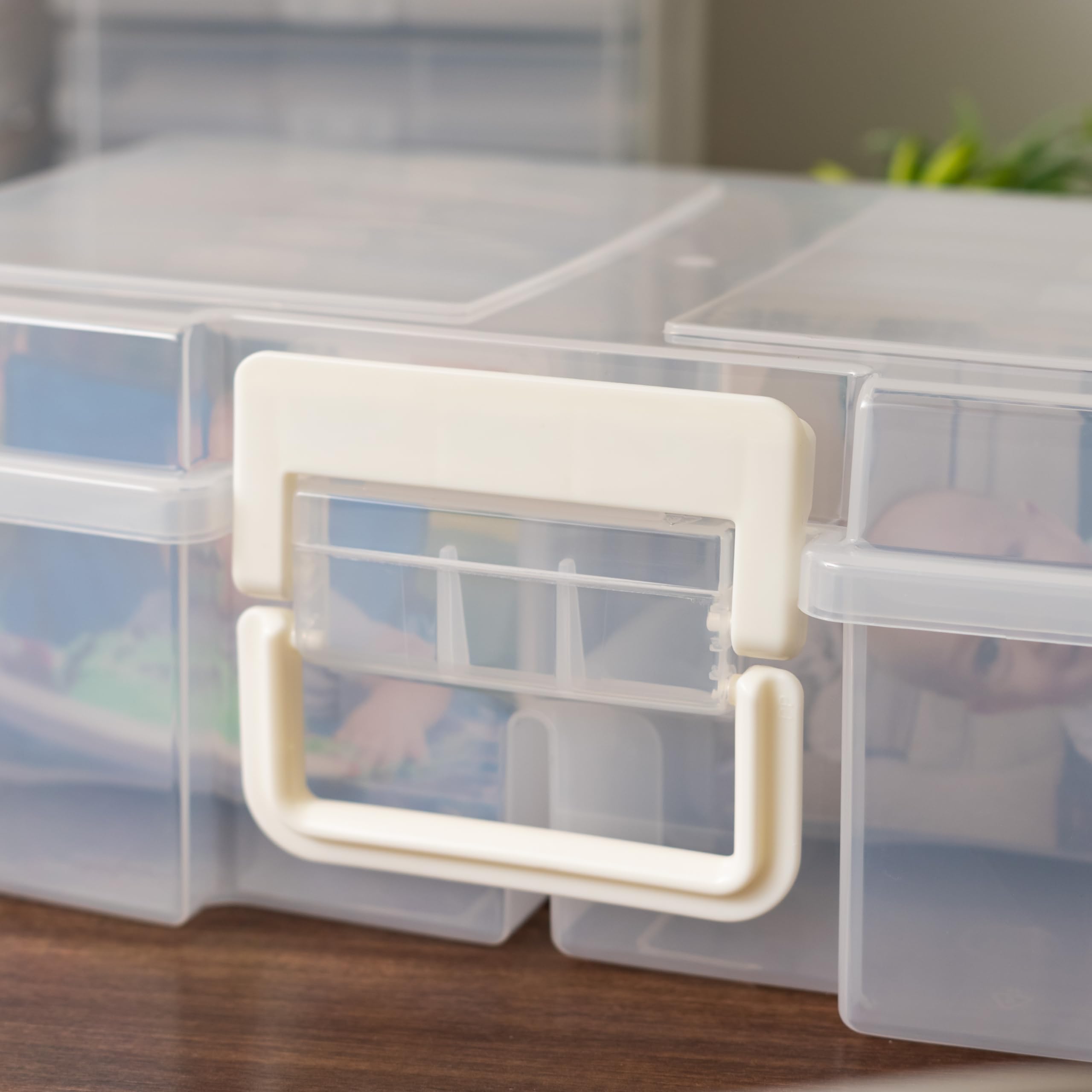 IRIS USA 4" x 6" Photo Storage Craft Keeper, Main Container with 12 Organization Cases for Pictures, Crafts, Scrapbooking, Stationery Storage, Protection and Organization, Clear, 2 Pack