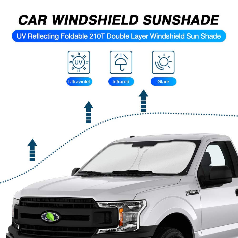 KUST Custom Fit Windshield Sun Shade for 2015-2020 Ford F150 Accessories (Lariat, Raptor, King Ranch) Pickup Truck Window Shade Foldable Sun Visor Protector Blocks UV Rays Keep Your Car Cooler