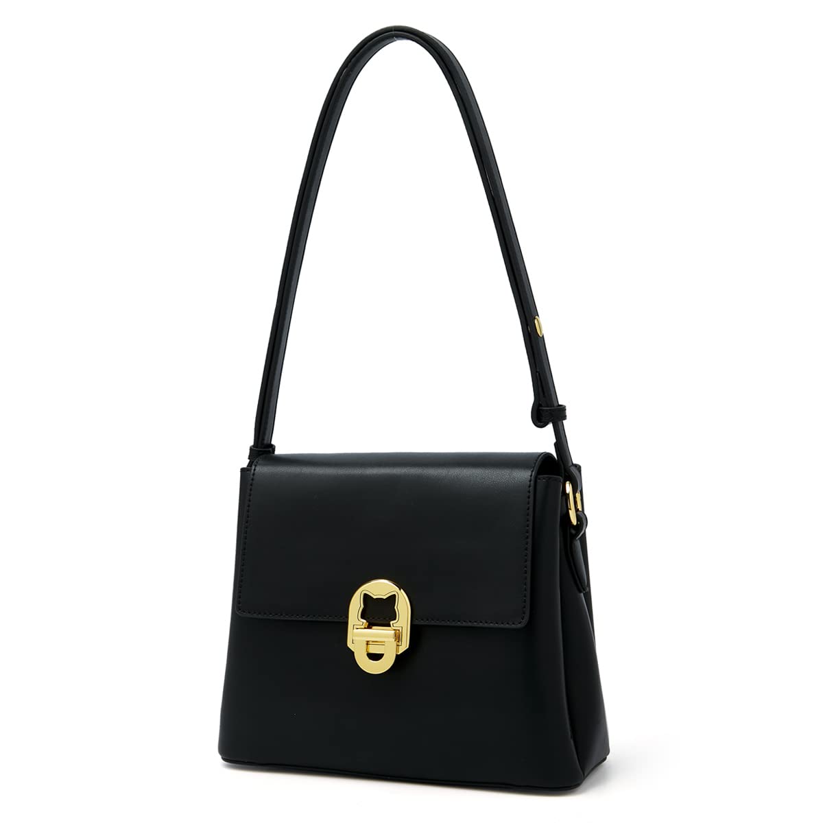 Leather Hobo Handbags for Women, Ladies Shoulder Messenger Bags with Adjustable Shoulder Strap (Black)