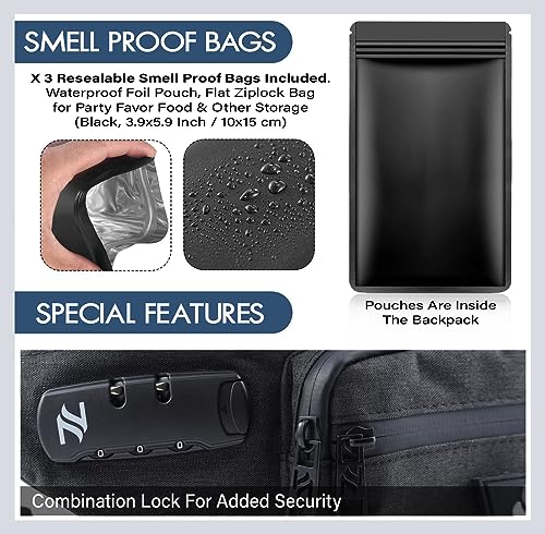INNOSCENT SMELL PROOF Bum Bag Crossbody Bag Adjustable Waist Bag Backpack -COMBINATION LOCK- For Working Commuting Traveling (Dark Grey)