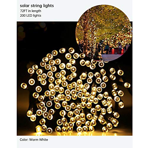 Inshere 2 Pack Solar Christmas Lights 72ft 200 Led 8 Modes Warm White Solar String Lights Ultra Bright Series Waterproof for Gardens, Homes, Party, Christmas Tree,Xmas, Outdoors