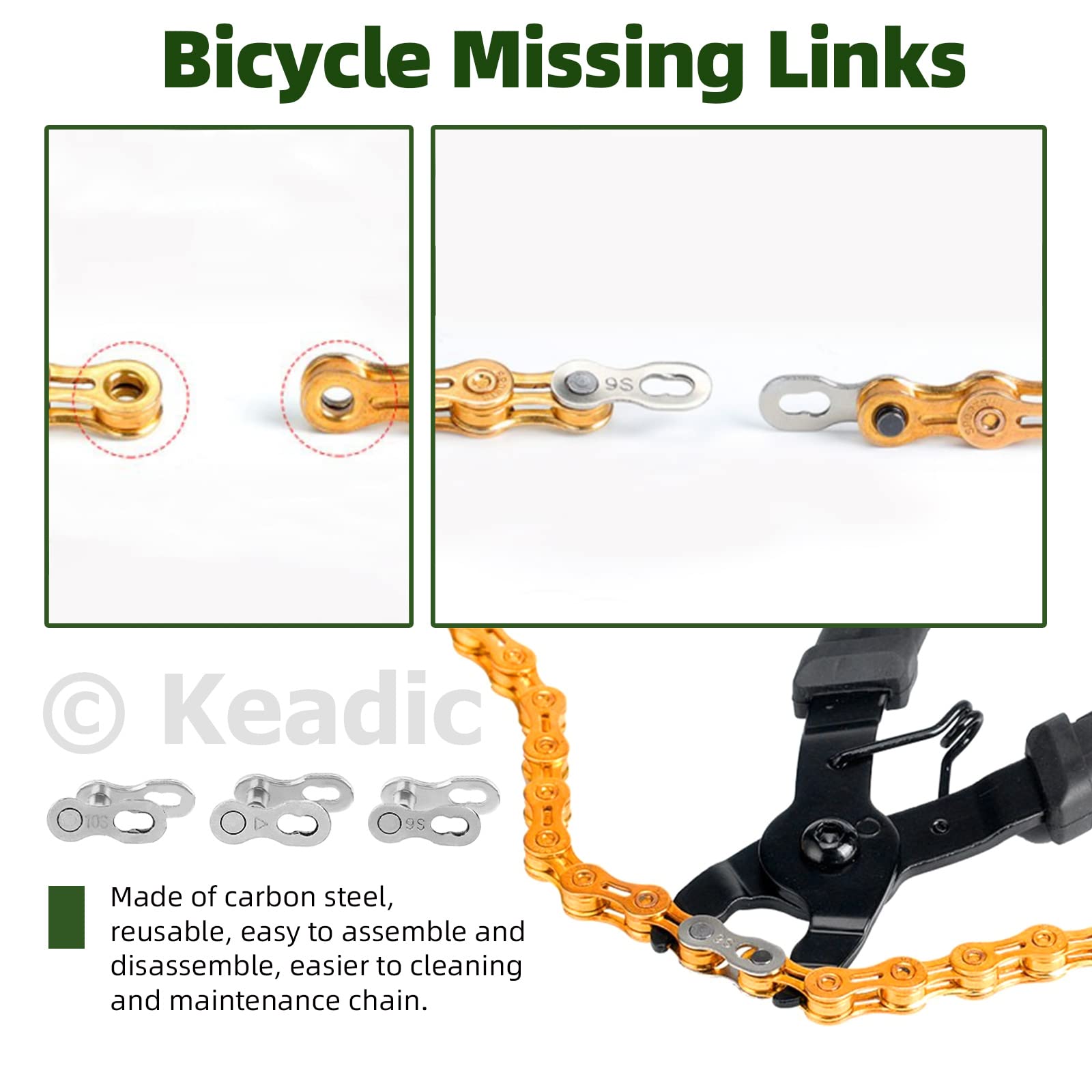 Keadic 8Pcs Bike Chain Removal Tool Includes Chain Breaker Splitter Tool with Hook, Master Link Pliers, Wear Checker, Chain Pliers and Missing Link for 6/7/8/9/10 Speed for Bicycle Chains Maintenance