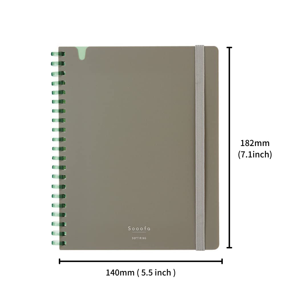 Kokuyo. Kokuyo Soft Ring Notebook in Sooofa in B6 4mm Grid 80 Sheets Warm Gray and Mark⁺ Two Colors Highlighter of Similar Shades 5-Pack (Pink,Blue,Green,Purple and Yellow) Set