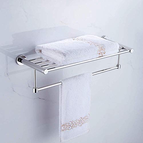 Towel Rack,Shelf Chrome Bath Towel Rail Perforated Towel Holder Simple Double-Layer Bathroom Rack Wall Mounted Towel Holder in Bathroom or Kitchen/70Cm