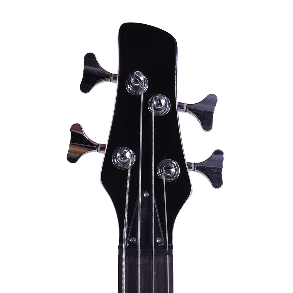 Kcelarec Electric Bass Guitar Full Size 4 String Exquisite Stylish Bass with Power Line and Wrench Tool (Burlywood Color)