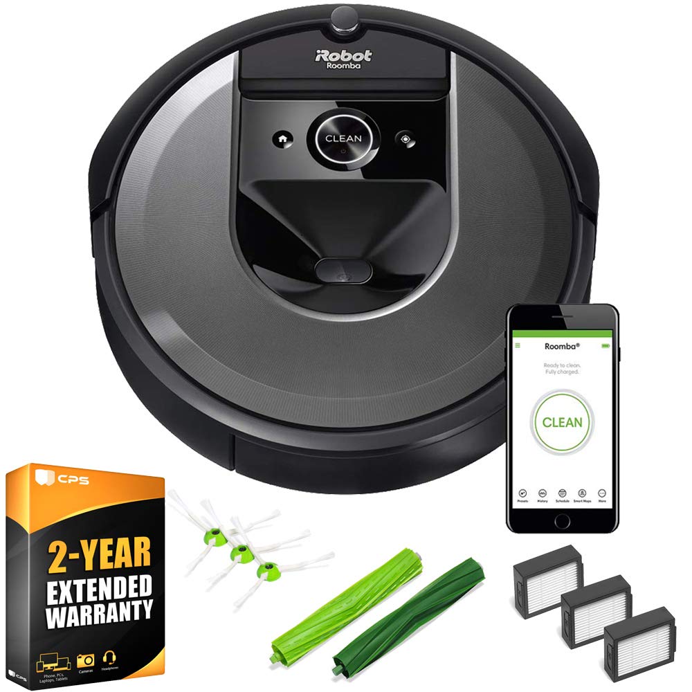 iRobot Roomba i7 7150 Wi-Fi Connected Bundle with Deco Gear Accessory Kit for i7 and 2-YR CPS Enhanced Protection Pack