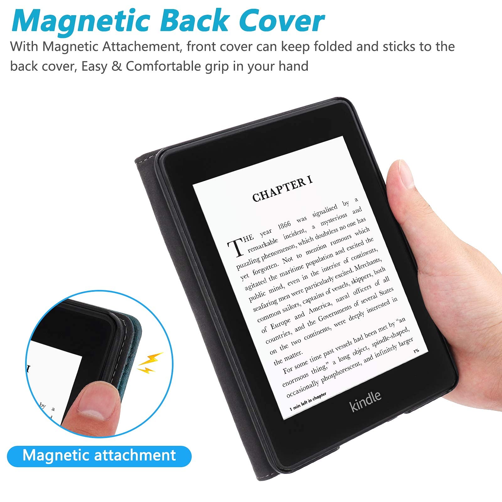 KANNIL Case for 6" Kindle Paperwhite(10th Generation, 2018 Released, Model PQ94WIF), Premium PU Leather Protective Smart Cover with Foldable Stand/Hand Strap, Auto Sleep/Wake (Elephant)