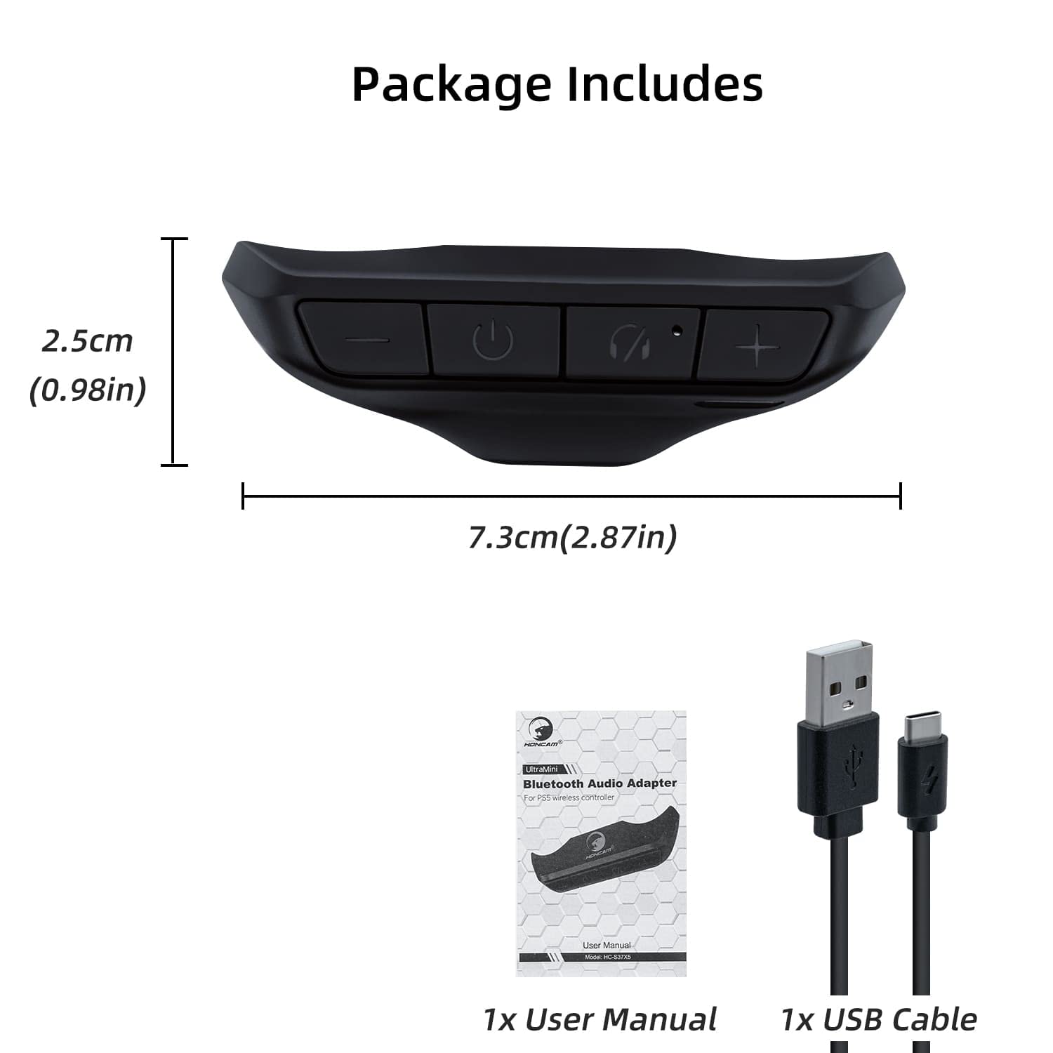 Mcbazel Audio Adapter for PS5 Controller, BT 5.1 Wireless Audio Transmitter with Low Latency, Volume Control, Mute Function and LED Indicator for PS5 Controller - Black