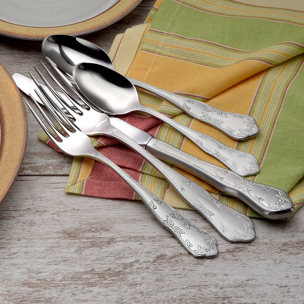 Liberty Tabletop Martha Washington 45-piece 18/10 Flatware Set for 8, Includes Serving Pieces Made in USA