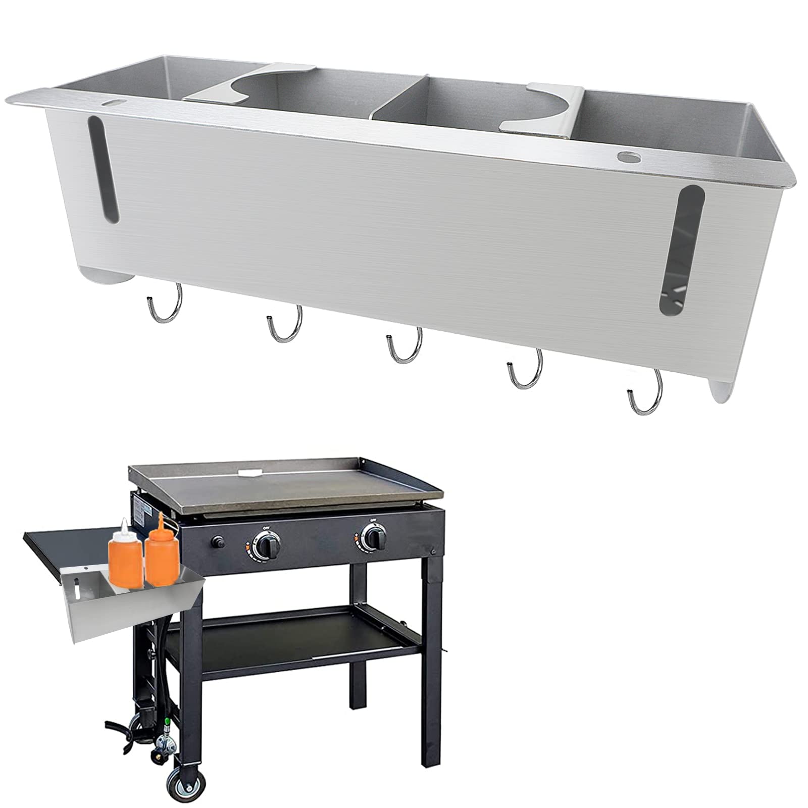 Karpevta Griddle Caddy Stainless Steel Griddle Caddy,Designed for Blackstone 36"/28"Griddles,Griddle Caddy Organizer Grill Caddy Keep BBQ Tabletop Space Clean (Not for Pro-Series/Air Fryer)