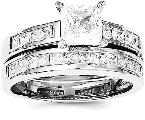 IceCarats 925 Sterling Silver Cubic Zirconia CZ Wedding Band Engagement Ring Bridal Jewelry Set Size 8