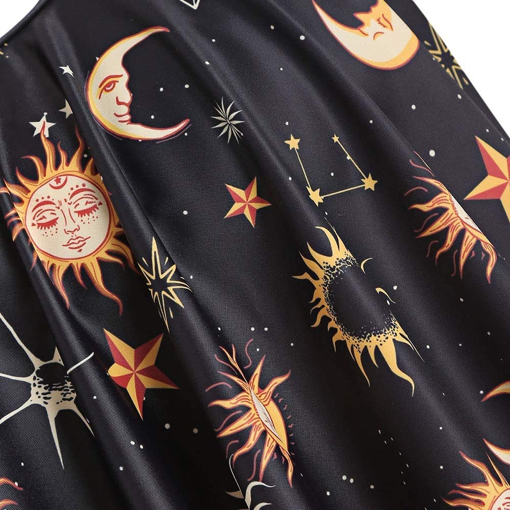 JHDESSLY Women's Bathing Suit Sun Stars Moon Flounce High Waisted Tankini Swimsuit Yellow