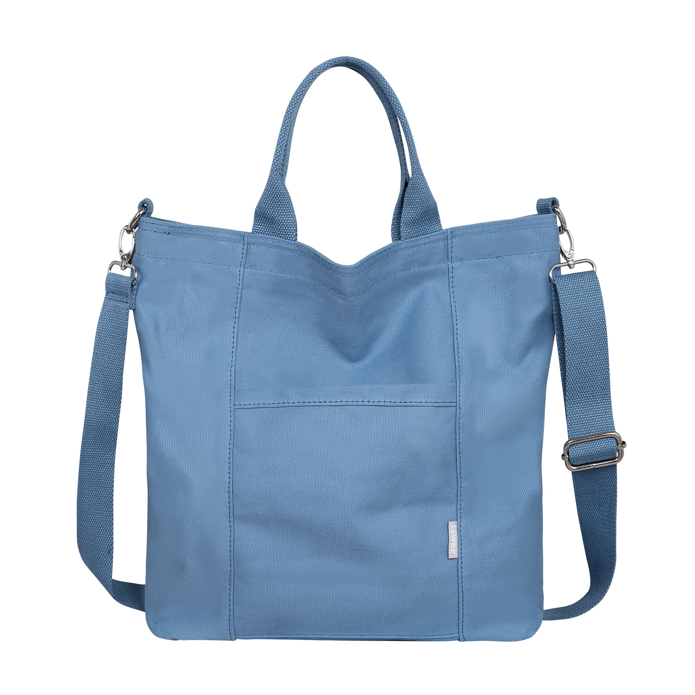 Iswee Women Canvas Shoulder Tote Bag Large Casual Handbags Work Bag Shopping Travel bag Crossbody (Blue-IUU007)